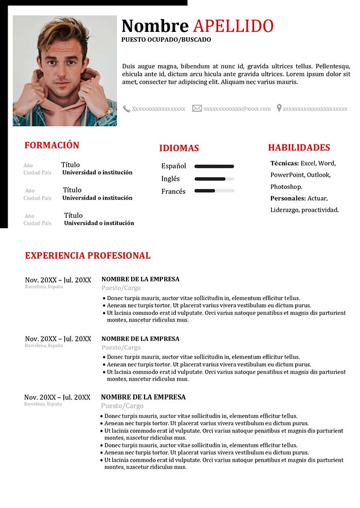 ᐉ Ejemplo de Currículum actor | Plantilla + Guía